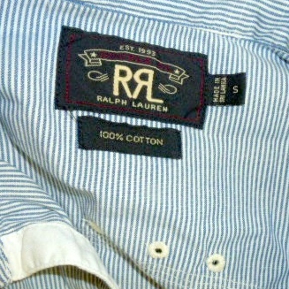 Ralph Lauren Double RL | Shirts | Ralph Lauren Double Rl Rrl Blue Ticking Stripe Western Cotton ...